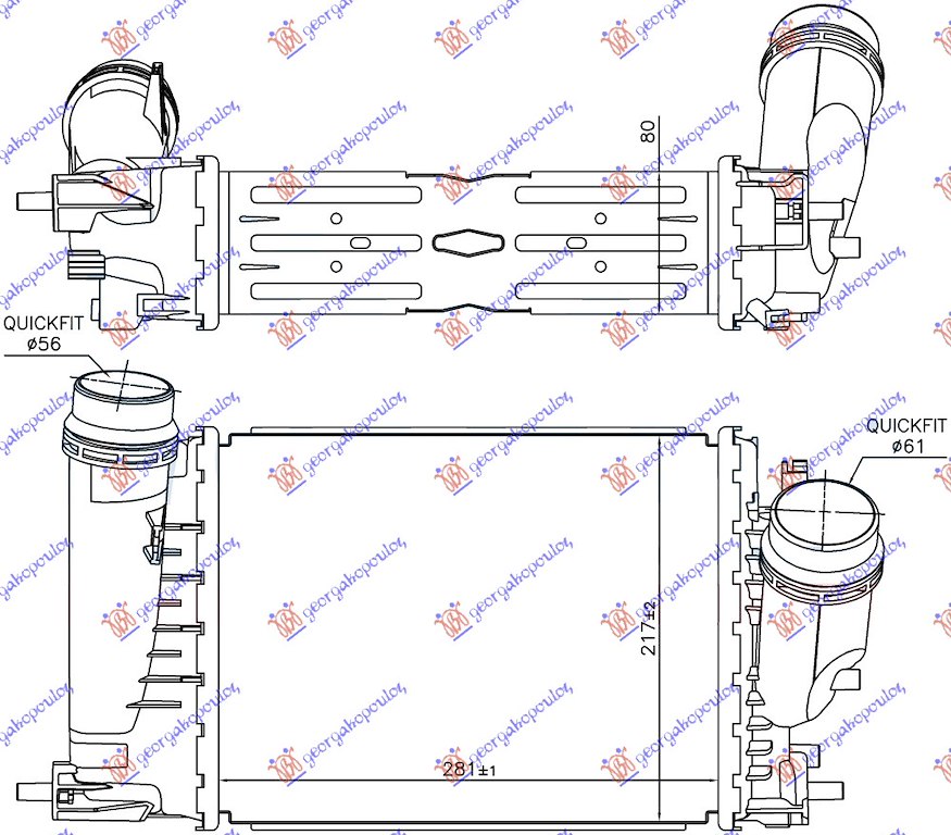 HLADNJAK INTERKULER 1.6- 1.8 TCE BENZIN / 1.6 DCI DIZ RENAULT MEGANE SDN (2016-) (OEM: 144963358R)