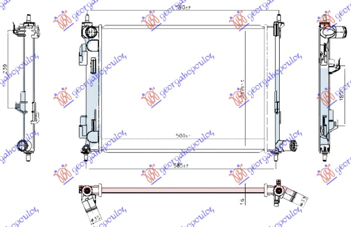 HLADNJAK MOTORA 1.2-1.4 BENZIN 480x375x16 KIA STONIC (2017-) (OEM: 25310H8000)