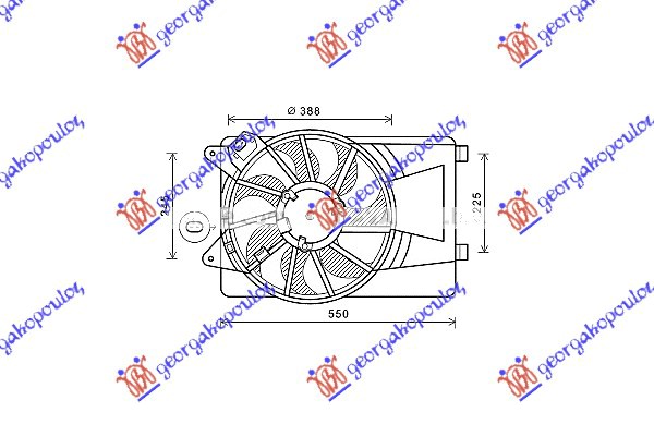 VENTILATOR KOMPLET 1.4i 8V – 16V (+AC) FIAT LINEA (2007-2013) (OEM: 51761821)