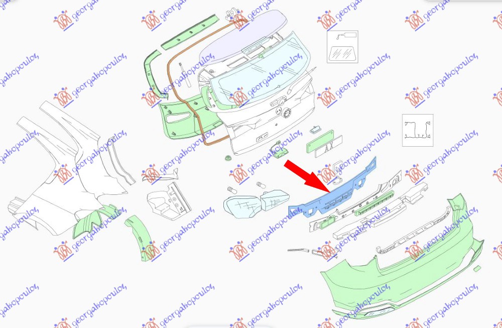 ZADNJI VEZNI LIM (H/B) FIAT TIPO (2016-2021) (OEM: 52017462, 52159550)