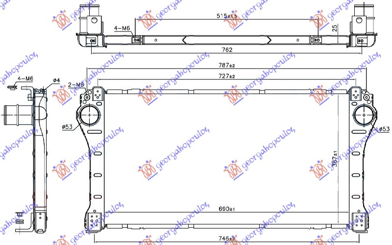 HLADNJAK INTERKULER 2.2 D4D AUTOMATIK (690 x367x25) TOYOTA AVENSIS (T27) (2008-2012) (OEM: 179400R030)