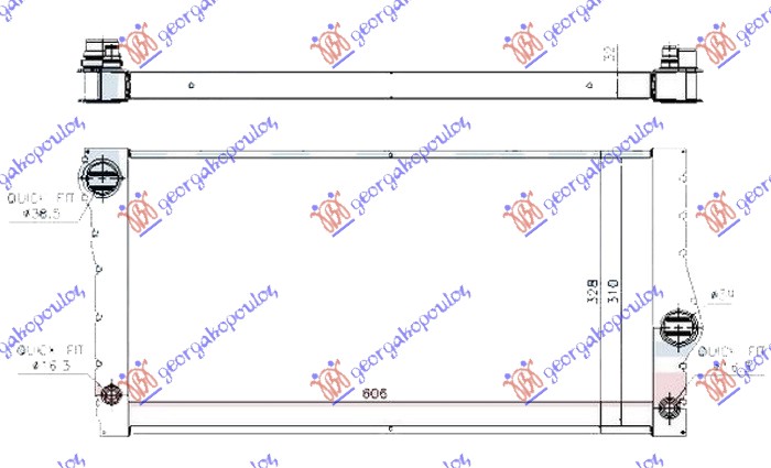 HLADNJAK MOTORA 3.0 BENZIN (& GT/F07) 605×310 BMW SERIES 5 (F10/11) (2010-2013) (OEM: 17117589004)