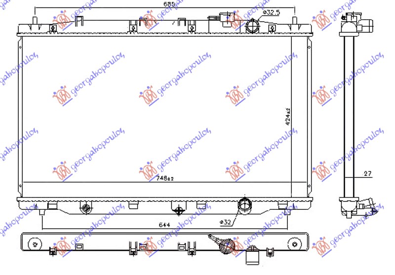 HLADNJAK 1.6 i-DTEC DIZEL MANUAL/AUTOMATIC (424x) HONDA CR-V (2013-2015) (OEM: 19010RSXG01)