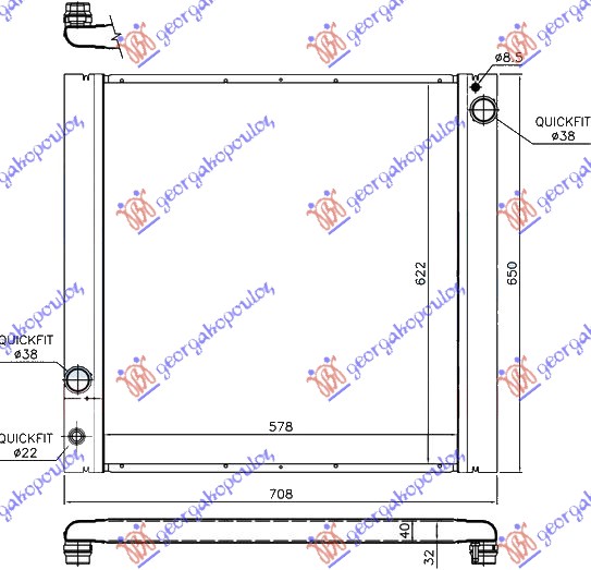 HLADNJAK MOTORA 5.0 i – 5.0 SUP / CHAR. BENZIN AU RANGE ROVER/RANGE ROVER VOGUE (2002-2012) (OEM: AH428005AA, LR010964)
