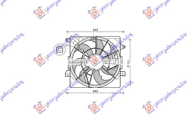 VENTILATOR 1.7 DIZEL (465mm) (3PIN) HYUNDAI i40 (2011-) (OEM: 25380-3Z800, 25380-3Z801, 253803Z800)