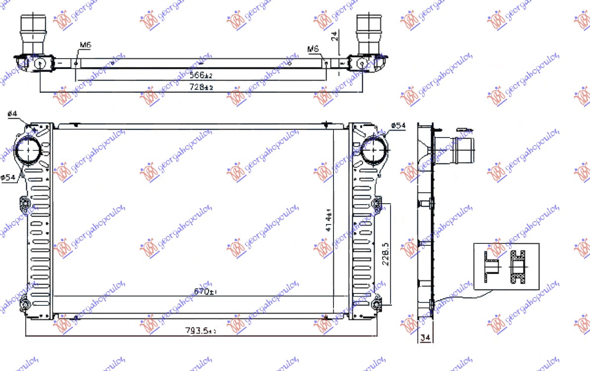 HLADNJAK INTERKULERA 2.2 D4D (670 x4 14×24) TOYOTA RAV 4 (2012-2016) (OEM: 17940-26022, 1794026022)