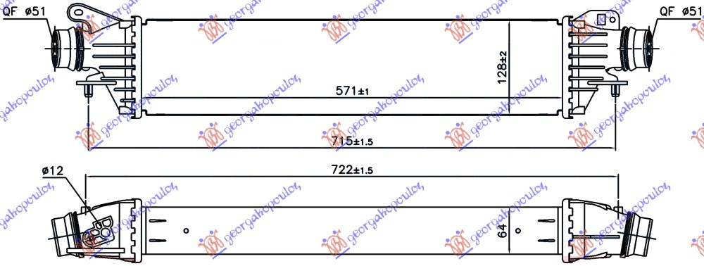 HLADNJAK INTERKULER 1.6 TUR. (OPC) BENZIN OPEL CORSA E (2015-2019) (OEM: 1302312, 13440206)