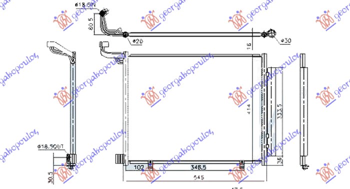 HLADNJAK KLIME 1.1 BENZIN (490x410x16) FORD FIESTA (2017-) (OEM: 2113908, H1BH19710BB)
