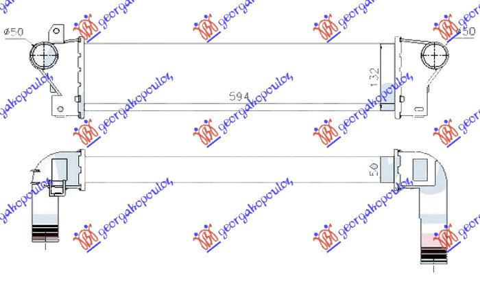 HLADNJAK INTERCOOLER 2.0 DIZEL 00- (594x132x50) LAND ROVER FREELANDER (1998-2007) (OEM: PNG000020, PNG000021)