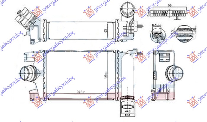 HLADNJAK INTERKULERA 1.5 DIZEL (257x 185×62) NISSAN MICRA (K14) (2017-) (OEM: 144615FA0B, 144963014R)