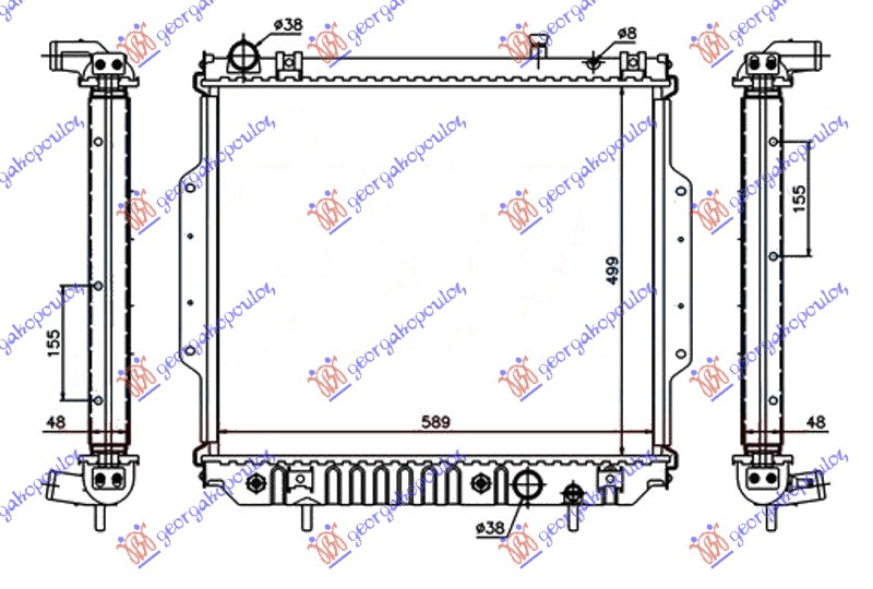 HLADNJAK 2.7 CRD DIZEL AUT. (500x588x48) JEEP GRAND CHEROKEE (1999-2005) (OEM: 52079971AA, 52079971AB)