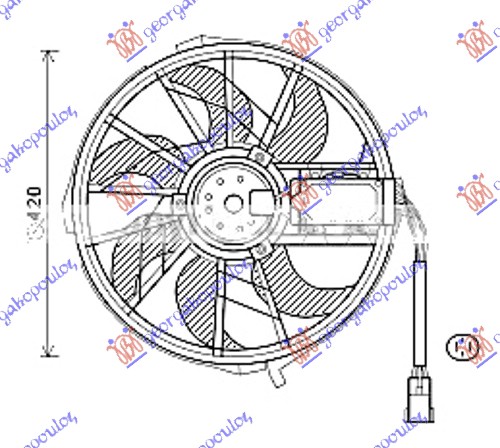 VENTILATOR (MOTOR I VENITLATOR) (420mm) MERCEDES B CLASS (W245) (2006-2008) (OEM: 1695060399, 1698202842, 1698203542)