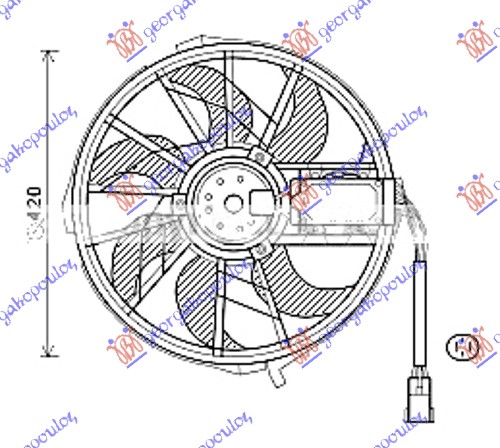 VENTILATOR (MOTOR I VENTILATOR) (420mm) MERCEDES B CLASS (W245) (2008-2011) (OEM: 1695060399, 1698202842, 1698203542)