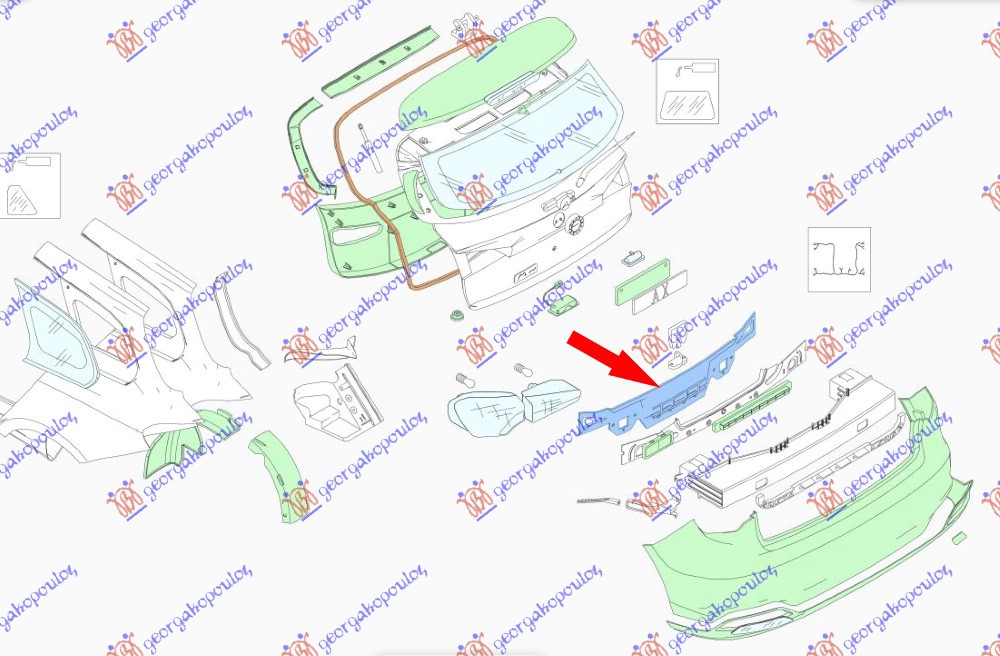 ZADNJI VEZNI LIM KARAVAN (O) FIAT TIPO (2016-2021) (OEM: 52091322)