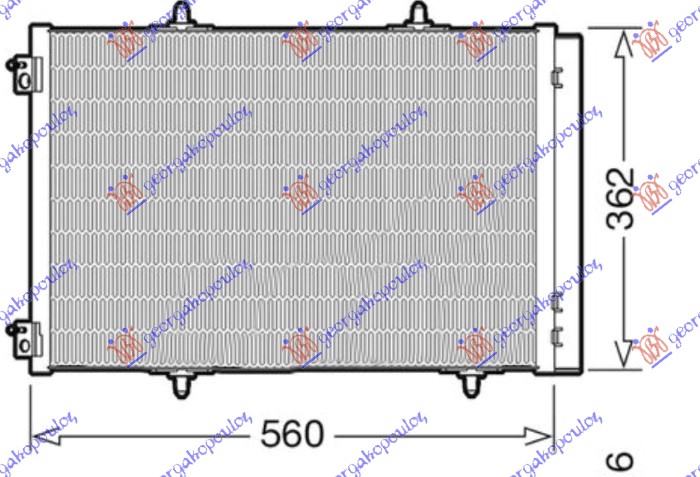 HLADNJAK KLIME 1.2 BENZIN 1.5-1.6 DIZEL 4 NOSACA CITROEN C3 (2016-) (OEM: 9800953180, 9808989880, 9828083680)