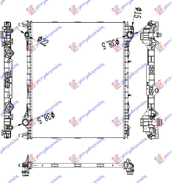 HLADNJAK MOTORA 2.0 TD DIZEL LAND ROVER DISCOVERY 5 (2016-) (OEM: LR090625)