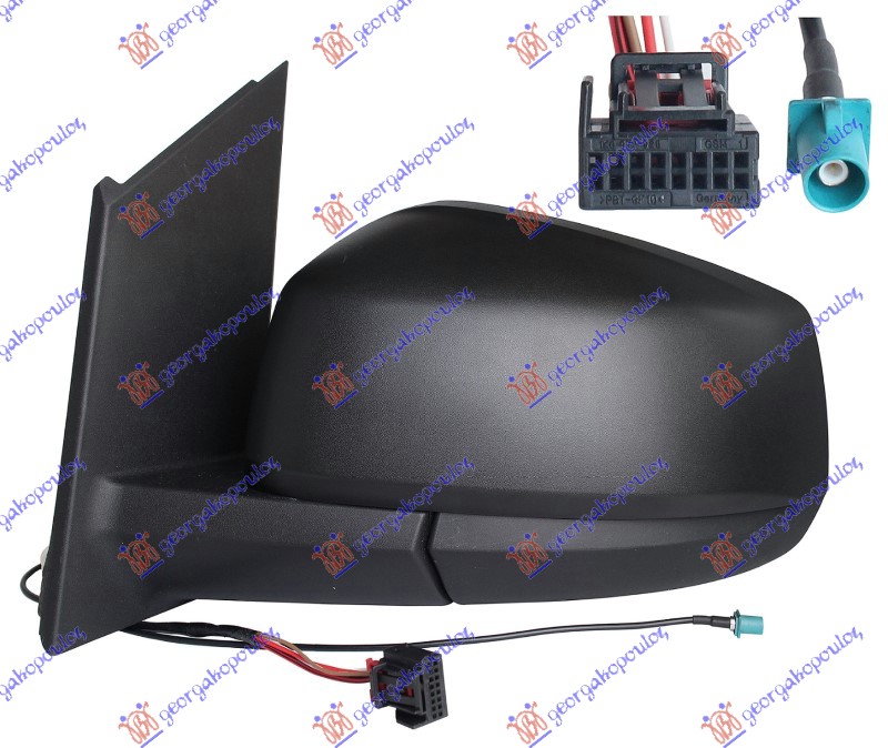 RETROVIZOR ELEK. CRNI ANTENA 6PIN (A KV) Leva str. FORD TRANSIT/TOURNEO CONNECT (2022-) (OEM: 2K7857407J)