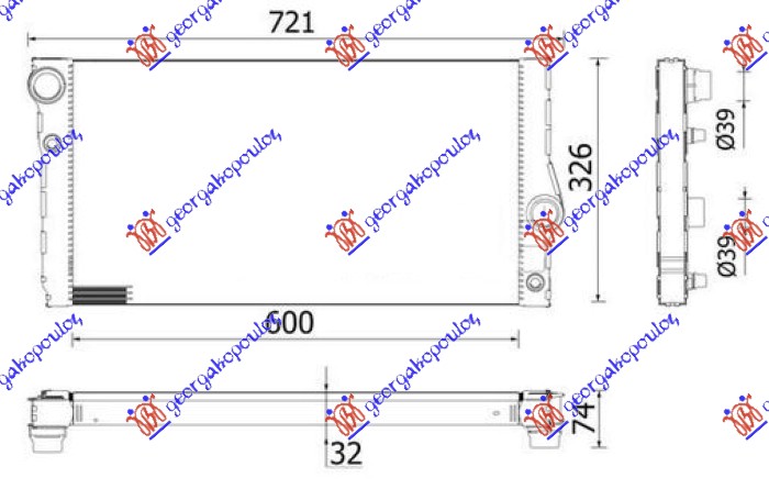 HLADNJAK MOTORA 3.0 BENZIN (600×326) BMW SERIES 6 (F13/12/06) COUPE/CABRIO (2011-2015) (OEM: 17118615427)