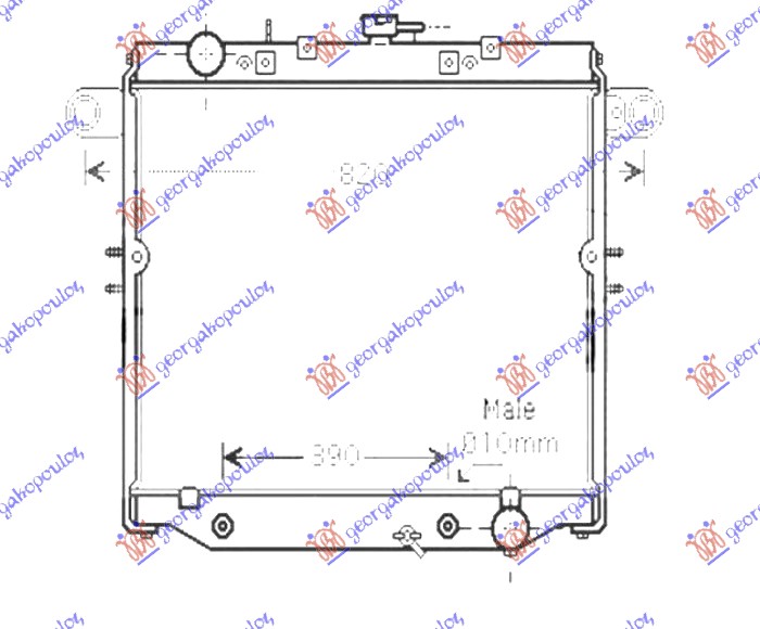 HLADNJAK MOTORA 4.7i BENZIN AUTO (510×698) TOYOTA LAND CRUISER (J10) (1998-) (OEM: 1640050210, 1640050211, 1640050212)