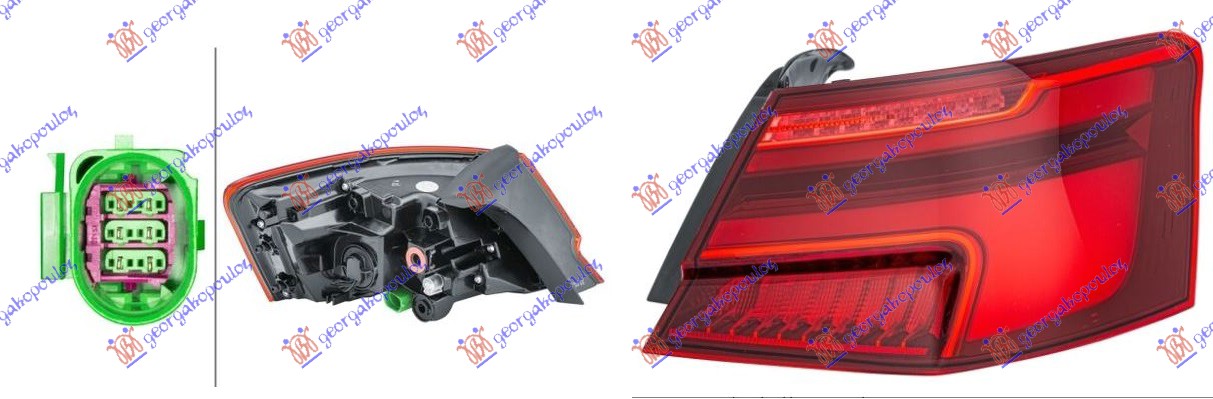 STOP LAMPA SPOLJASNJA LED DYNAMIC (HELLA) Desna str. AUDI A3 3D/SPORTBACK (2016-2020) (OEM: 8V3 945 092, 8V3945092)