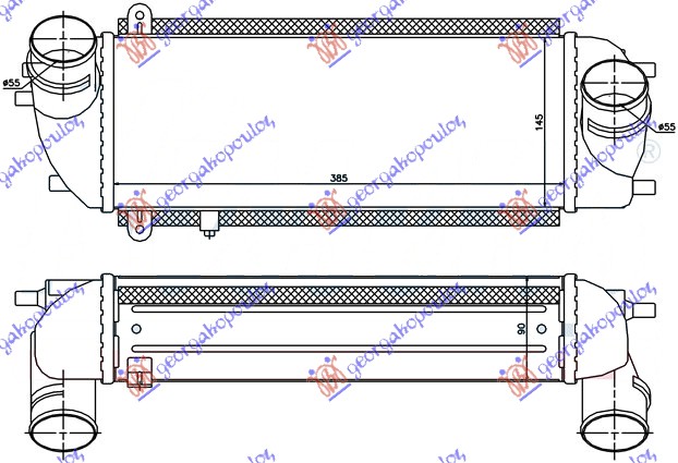 HLADNJAK INTERCOOLERA 2.0-2.2 CRDi (385x145x90) KIA SORENTO (2009-2012) (OEM: 28271-2F000, 282712F000)