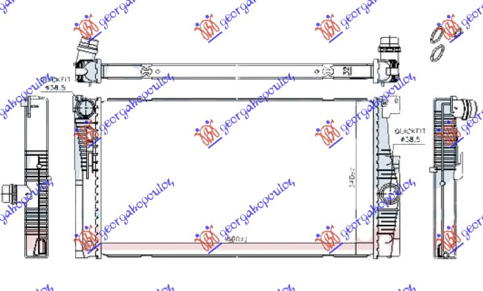 HLADNJAK MOTORA 2.0 BENZIN (600×340) (KARAVAN) BMW SERIES 5 (F10/11) (2013-2016) (OEM: 17117627002, 17118672014)