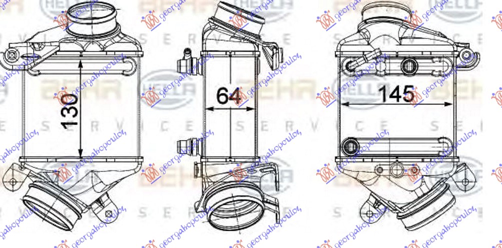 HLADNJAK INTERCOOLERA 4.0-4.4 BENZIN (130x144x Desna str. BMW SERIES 5 (F10/11) (2010-2013) (OEM: 13717575406)