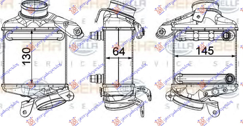 HLADNJAK INTERCOOLERA 4.0-4.4 BENZIN (130x144x64) Leva str. BMW SERIES 5 (F10/11) (2010-2013) (OEM: 13717575405)