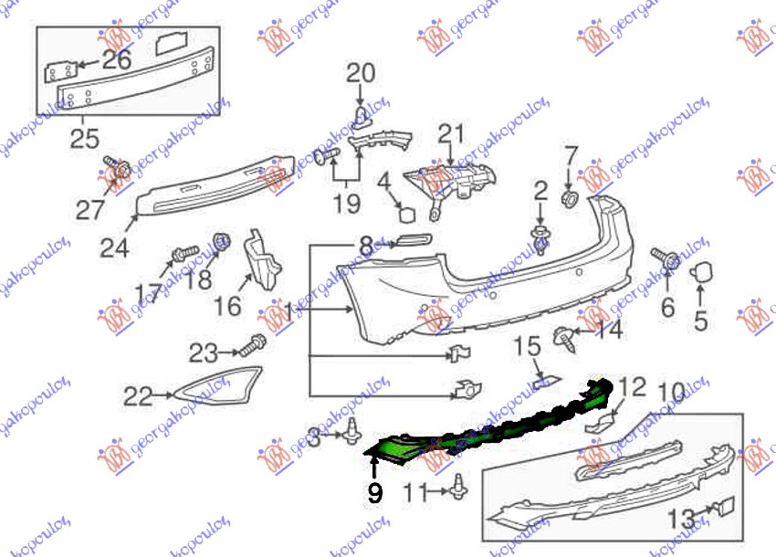 SPOJLER ZADNJEG BRANIKA LEXUS IS III (2016-) (OEM: 52169-53060, 5216953060)