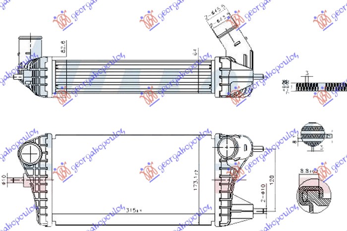 HLADNJAK INTERKULERA 1.0 HIBRID 3 15x 173×64 SUZUKI SWIFT H/B (2017-) (OEM: 1362052R40)