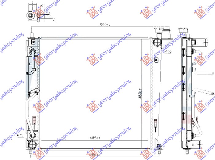 HLADNJAK MOTORA 1.7 DIZEL AUTOMATIK (480x480x18) KIA CARENS (2013-) (OEM: 25310A4510, 25310A4520)