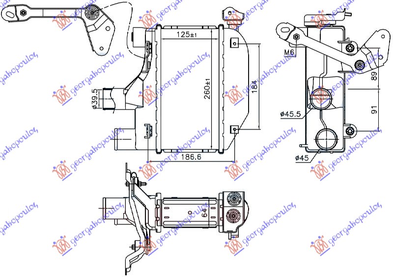 HLADNJAK INTERCULER 1.4 D4D(125x260x64) TOYOTA COROLLA (E 12) H/B-L/B (2002-2004) (OEM: 17940-33020, 1794033020)