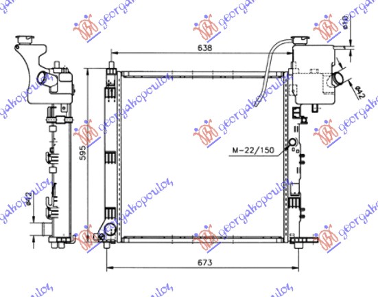 HLADNJAK MOTORA BENZIN/DIZEL MAN -AC (57×56) BEHR MERCEDES VITO (W638) (1996-2004) (OEM: 6385011601, A6385011601)