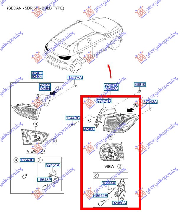 STOP LAMPA SPOLJASNJA H/B (O) Leva str. HYUNDAI i30 HATCHBACK/TOURER (2017-2020) (OEM: 92401-G4000, 92401-G4200, 92401G4000)