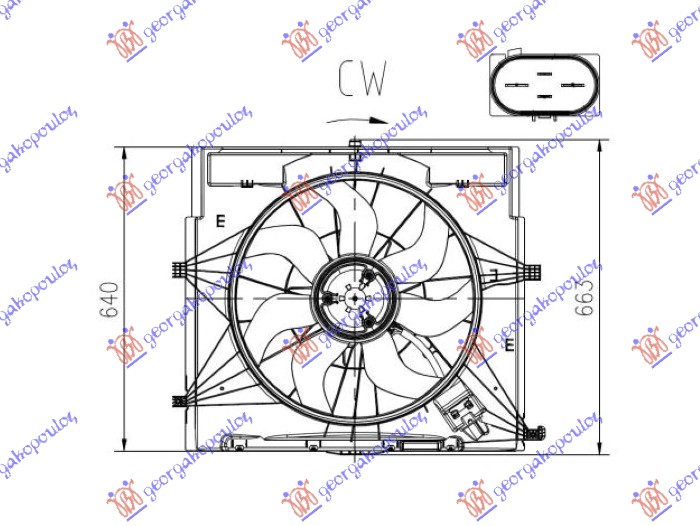 VENTILATOR 2.2 DIZEL (500mm) (4 PIN) MERCEDES VITO (W447) (2015-) (OEM: 4479060212, 4479064400)