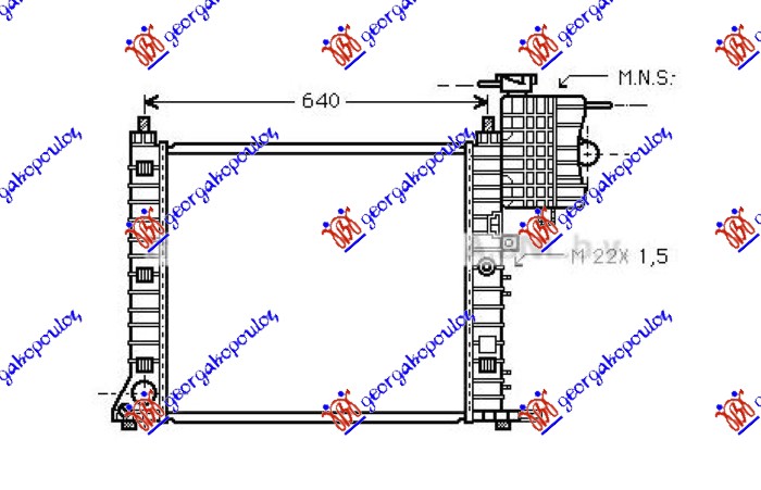 HLADNJAK MOTORA BENZIN/DIZEL MAN -AC (570×560) MERCEDES VITO (W638) (1996-2004) (OEM: 6385011601, A6385011601)