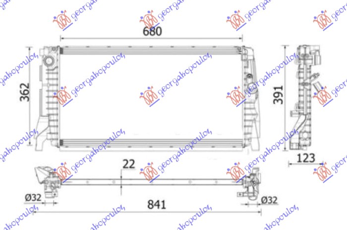 HLADNJAK MOTORA 1.5-2.0 BENZIN (680×362) BMW X1 (F48) (2019-) (OEM: 8645782, 17118645782)