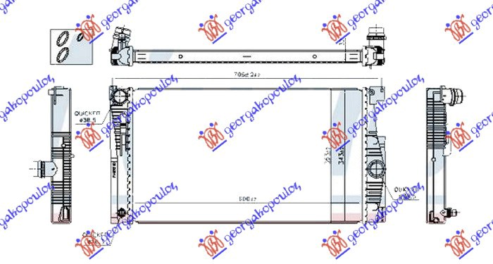 HLADNJAK MOTORA 2.0 BENZIN AUTOMATIK (600×343) BMW SERIES 5 (F10/11) (2010-2013) (OEM: 7626560, 8672012, 17117626560)