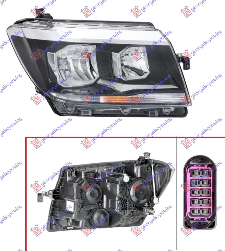 FAR ELEKTRICNI (H7 / H 15) (HELLA) Desna str. VW CRAFTER (2017-) (OEM: 7C1941006)