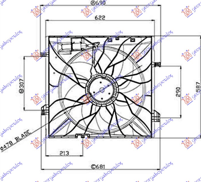 VENTILATORI KOMPLET BENZIN – DIZEL (485mm) MERCEDES GLE (W166) (2015-2019) (OEM: 0999060700, 0999062400, 999062400)