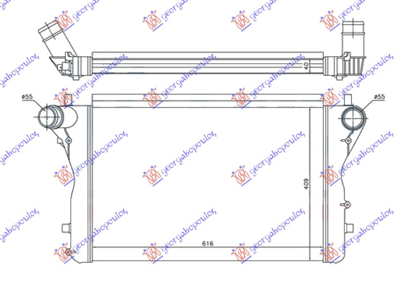 HLADNJAK INTERKULERA 2.0 (S3) 55 CEO ALUMINIJUM AUDI A3 (2003-2008) (OEM: 1K0145803P)