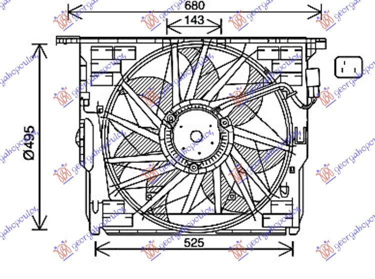 VENTILATOR KOMPLET BENZIN/DIZEL 3 PIN BMW SERIES 7 (F01/02) (2008-2012) (OEM: 17417589031, 17427804620, 17428509740)