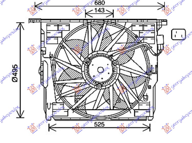 VENTILATOR KOMPLET BENZIN/DIZEL 3 PIN BMW SERIES 7 (F01/02) (2012-2015) (OEM: 17417589031, 17427804620, 17428509740)