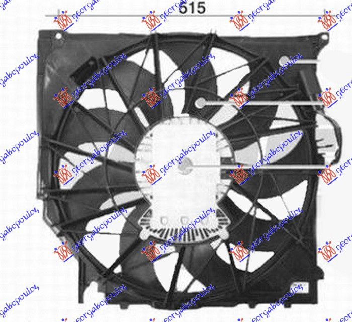 VENTILATOR 2.0 – 3.0 BENZIN/DIZEL 490mm (3 PIN) BMW X3 (E83) (2007-2011) (OEM: 17113400022, 17113405079, 17113415181)
