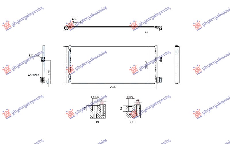 HLADNJAK KLIME BENZIN/DIZEL (649x284x12) OPEL ADAM (2012-) (OEM: 39059785)