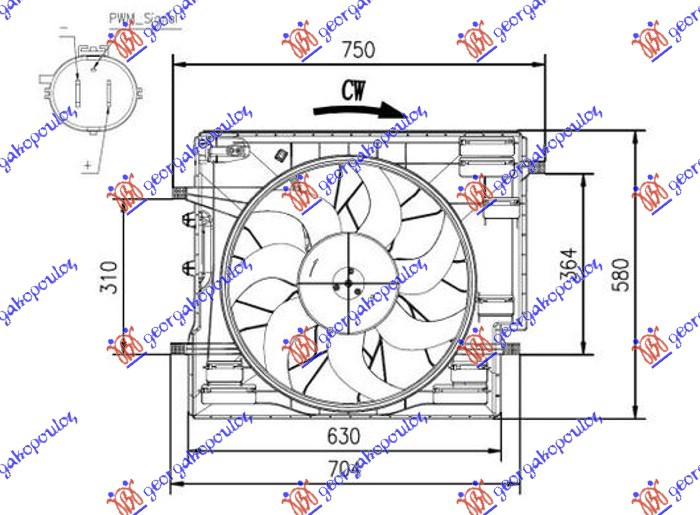 VENTILATOR 2.0 ?5-?6-?8 HIBRID BENZIN VOLVO XC90 (2020-) (OEM: 31338305)