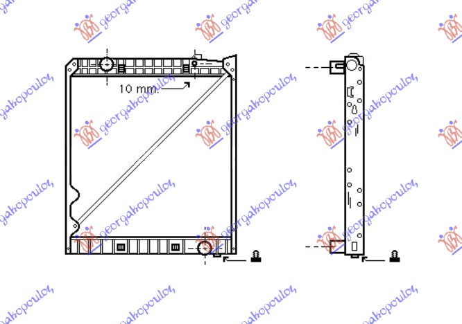 HLADNJAK BENZIN (90×80.7) MERCEDES ACTROS (2003-2008) (OEM: 9425001003, 9425001603)