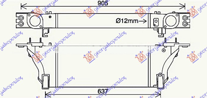 HLADNJAK INTERKULER 3.0 dCi DIZEL (5 15x225x80) NISSAN P/U (D40) NAVARA 2WD-4WD (2010-2015) (OEM: 144615X20A, 144615X20B)