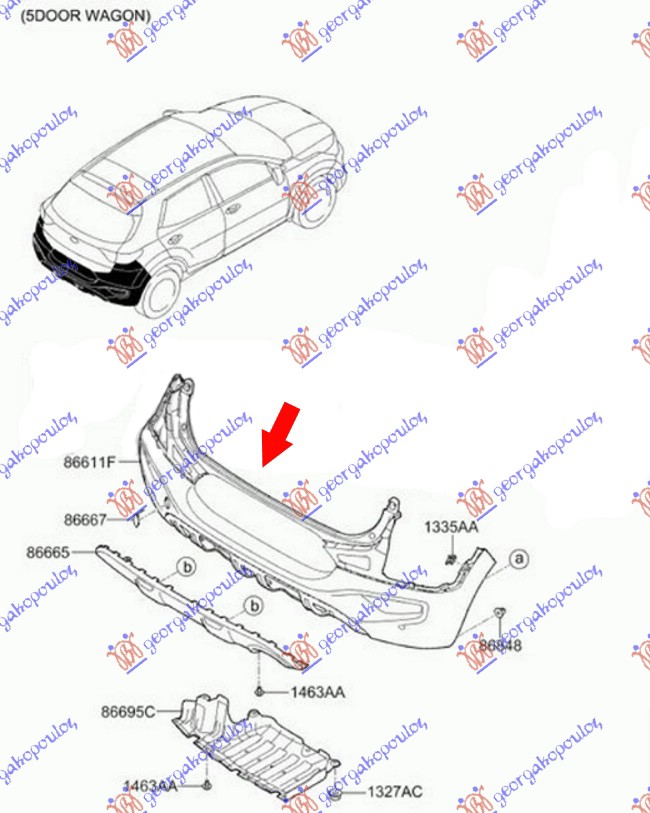 ZADNJI BRANIK (O) KIA STONIC (2017-) (OEM: 86610-H8410, 86610H8410)