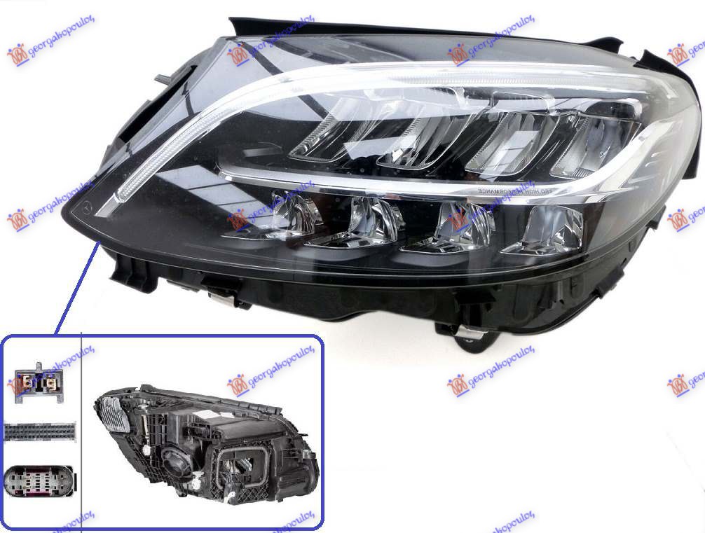 FAR MULTIBEAM LED (BEZ LOGOA) (DEPO) Leva str. MERCEDES C CLASS (W205) COUPE/CABRIO (2015-2018) (OEM: 2059065404, A2059065404)